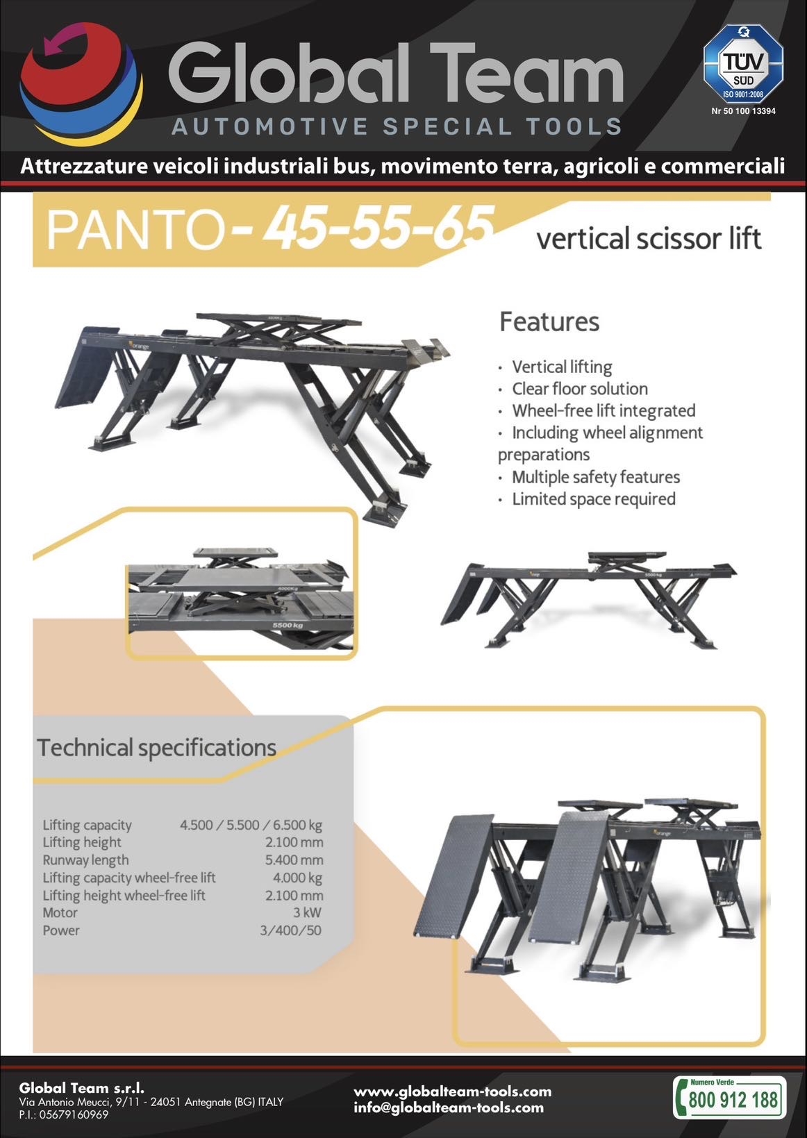 Nuova linea sollevatori idraulici in verticale a pantografo da 45 o 55 ...